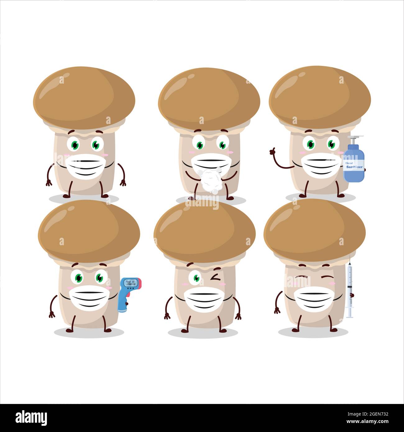 A picture of champignon cartoon design style keep staying healthy ...