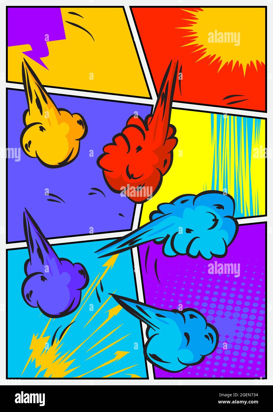 Pop Art page background. Comic book frame with colored place for text ...