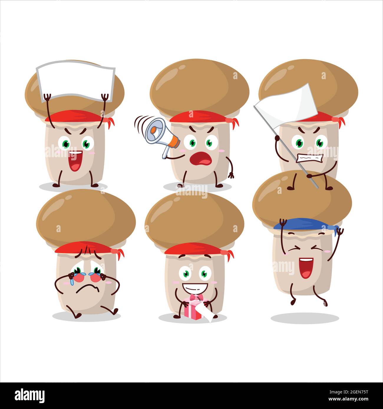 Mascot design style of champignon character as an attractive supporter ...