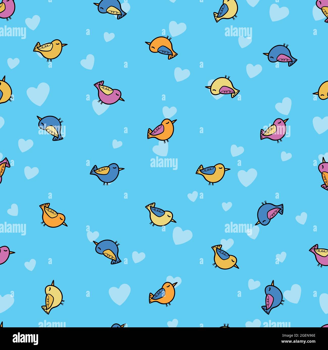 Seamless pattern with funny colorful birds. Color flat vector ...