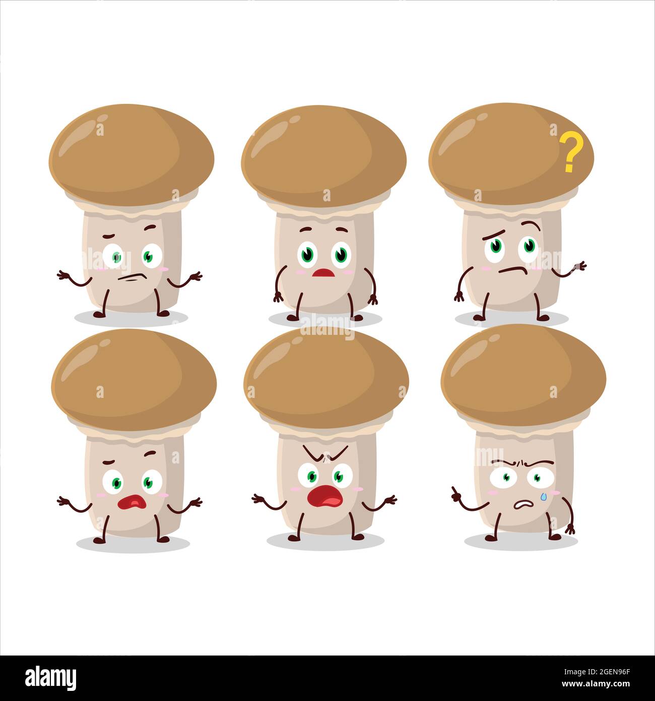 Cartoon character of champignon with what expression. Vector ...