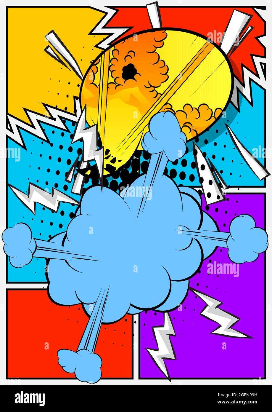 Pop Art page background. Comic book frame with colored place for text ...