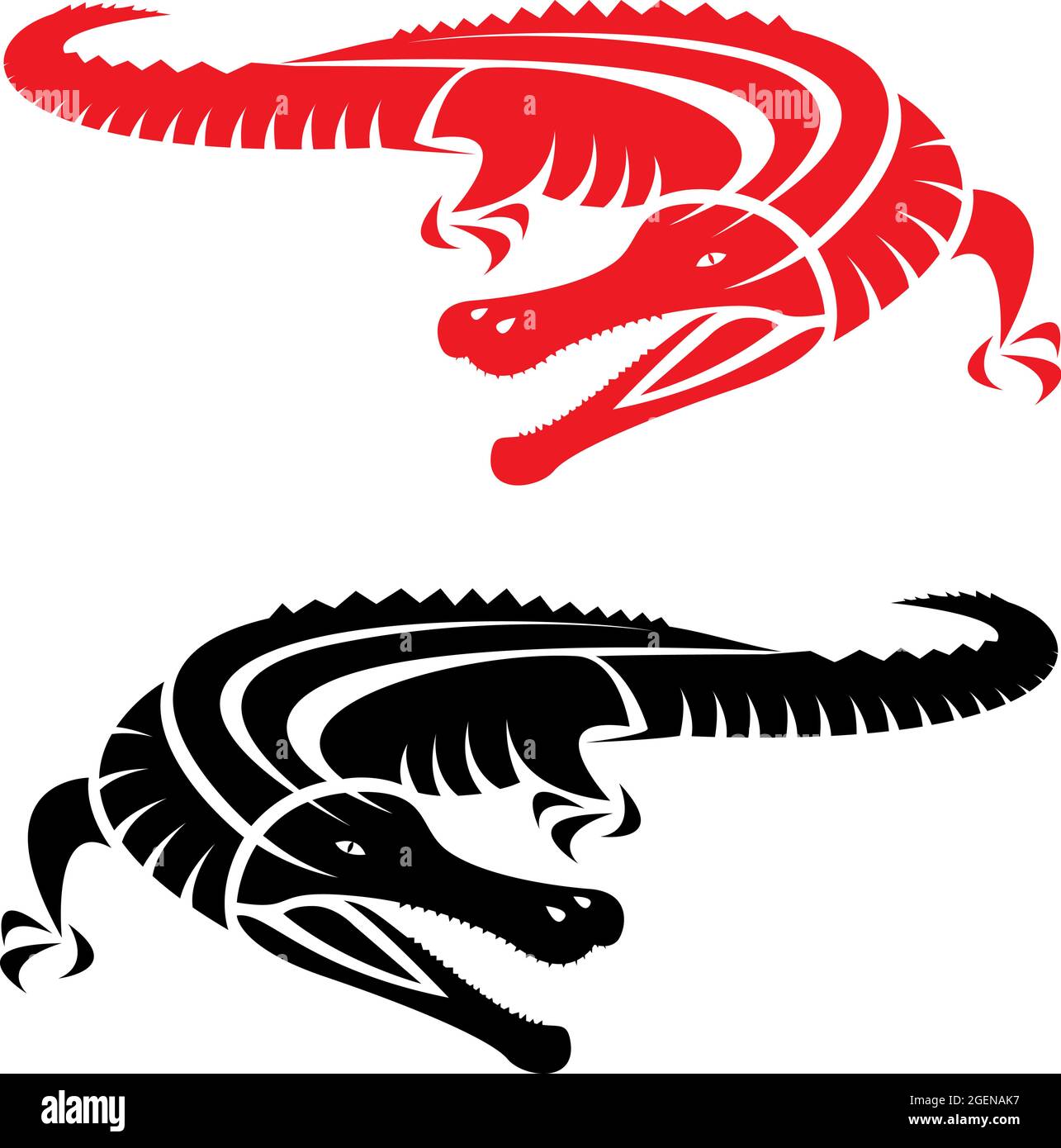 Vector image of crocodile on white background. Easy editable layered ...