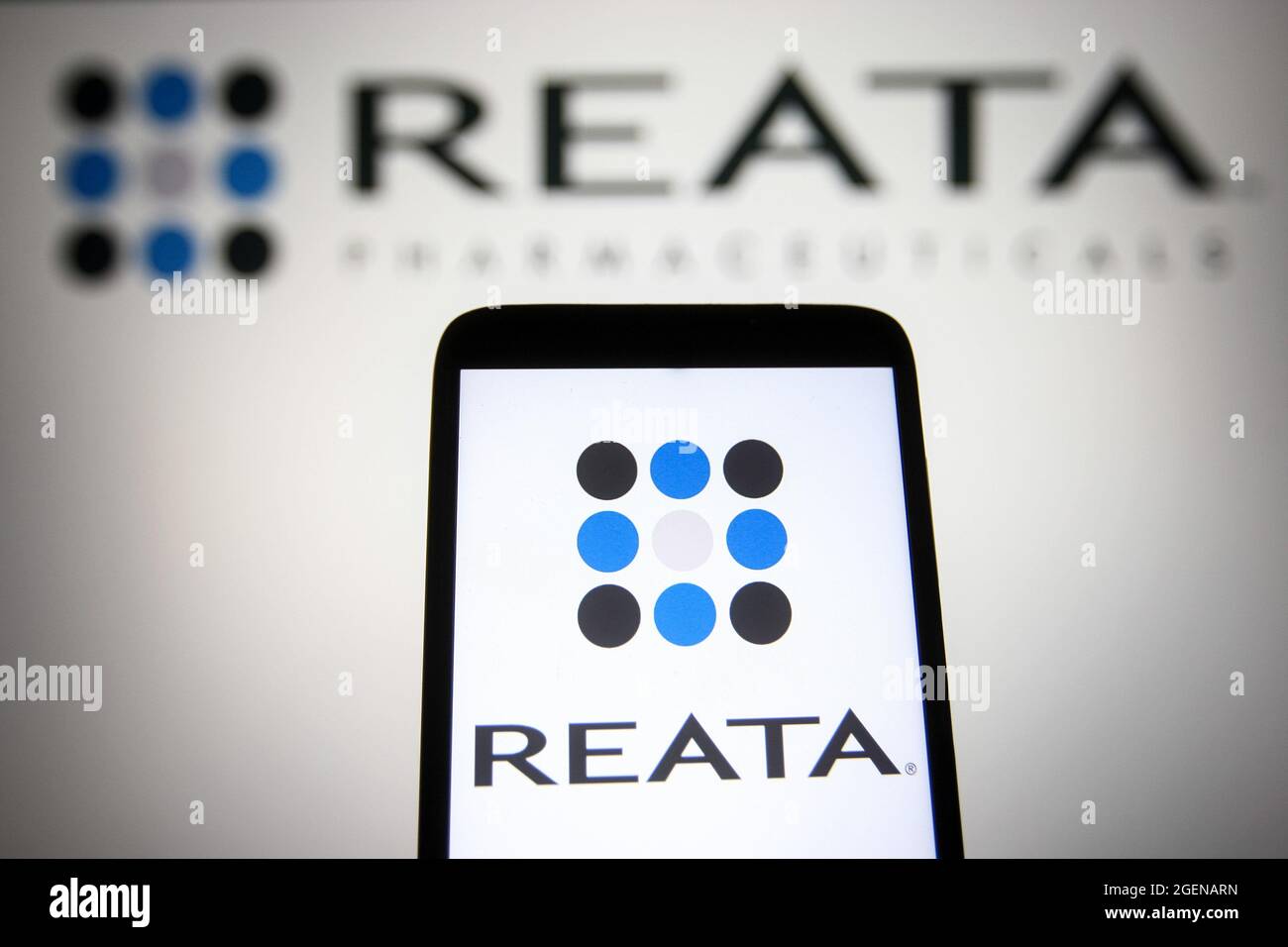 In this photo illustration, Reata Pharmaceuticals logo is seen ...