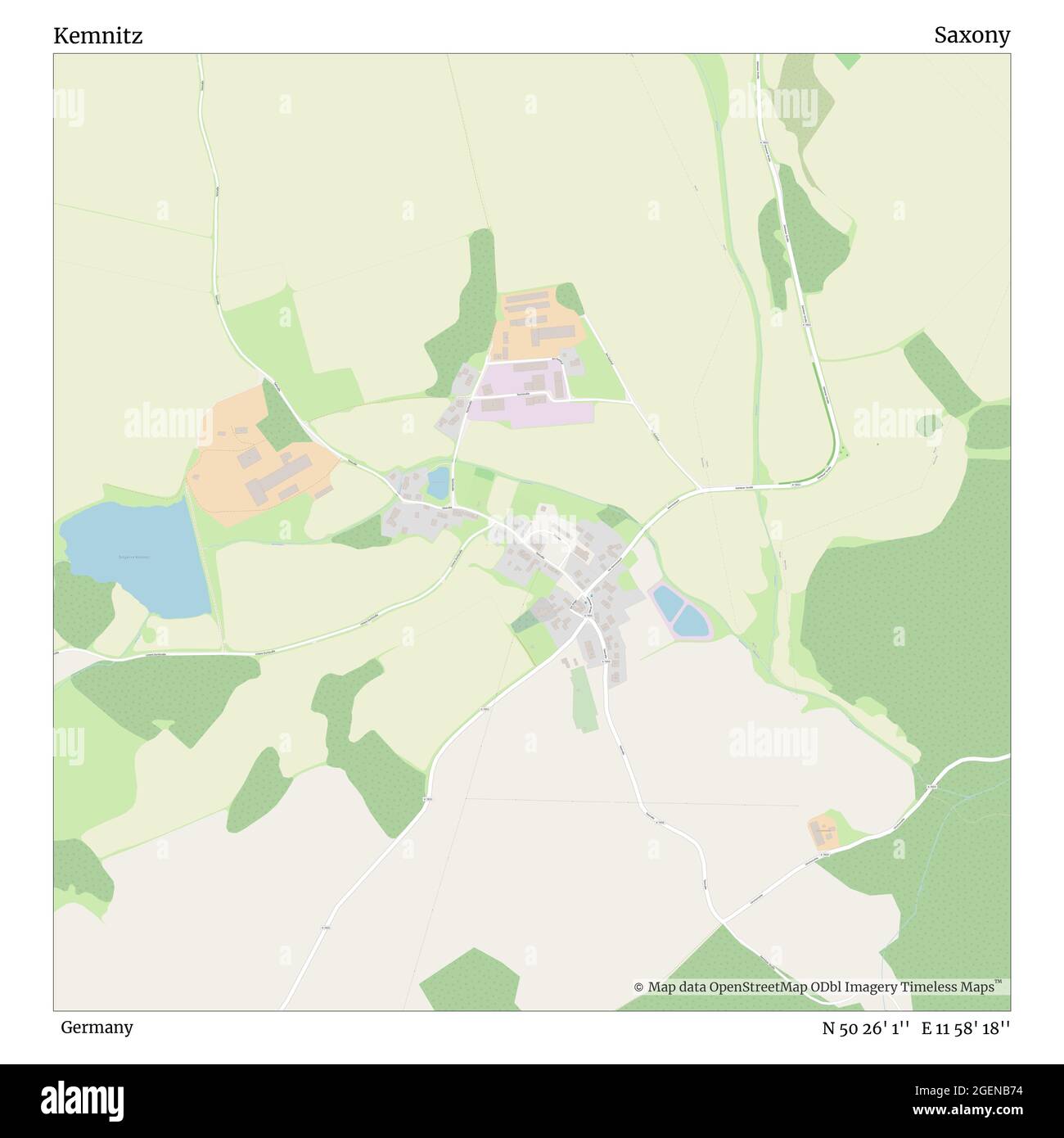Kemnitz, Germany, Saxony, N 50 26' 1'', E 11 58' 18'', map, Timeless ...