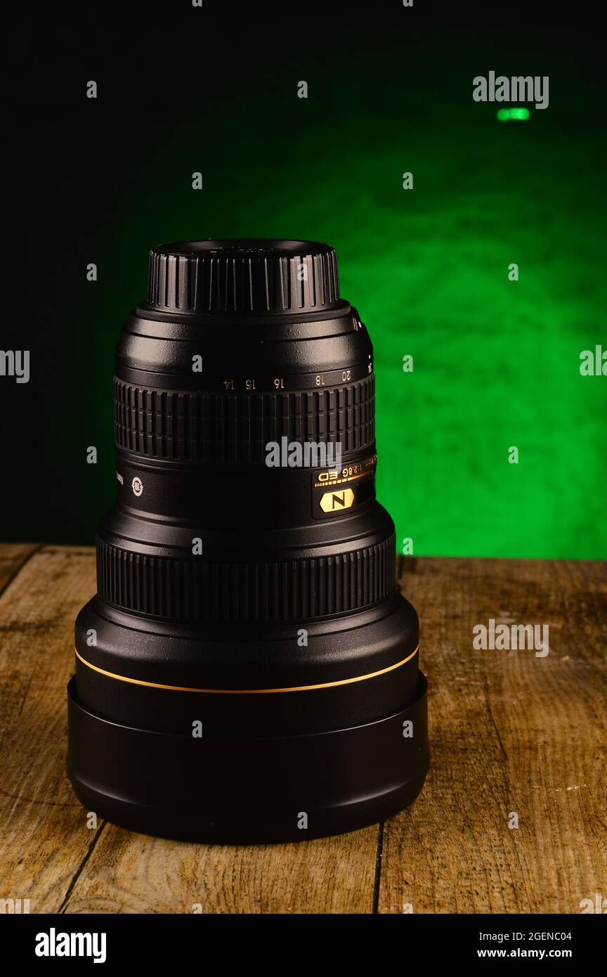 Nikon super zoom lens 14-24mm on studio shot Stock Photo - Alamy