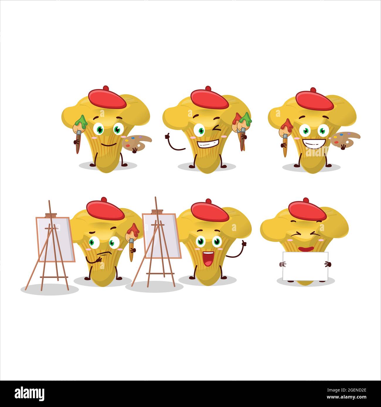 Artistic Artist of chanterelle cartoon character painting with a brush ...