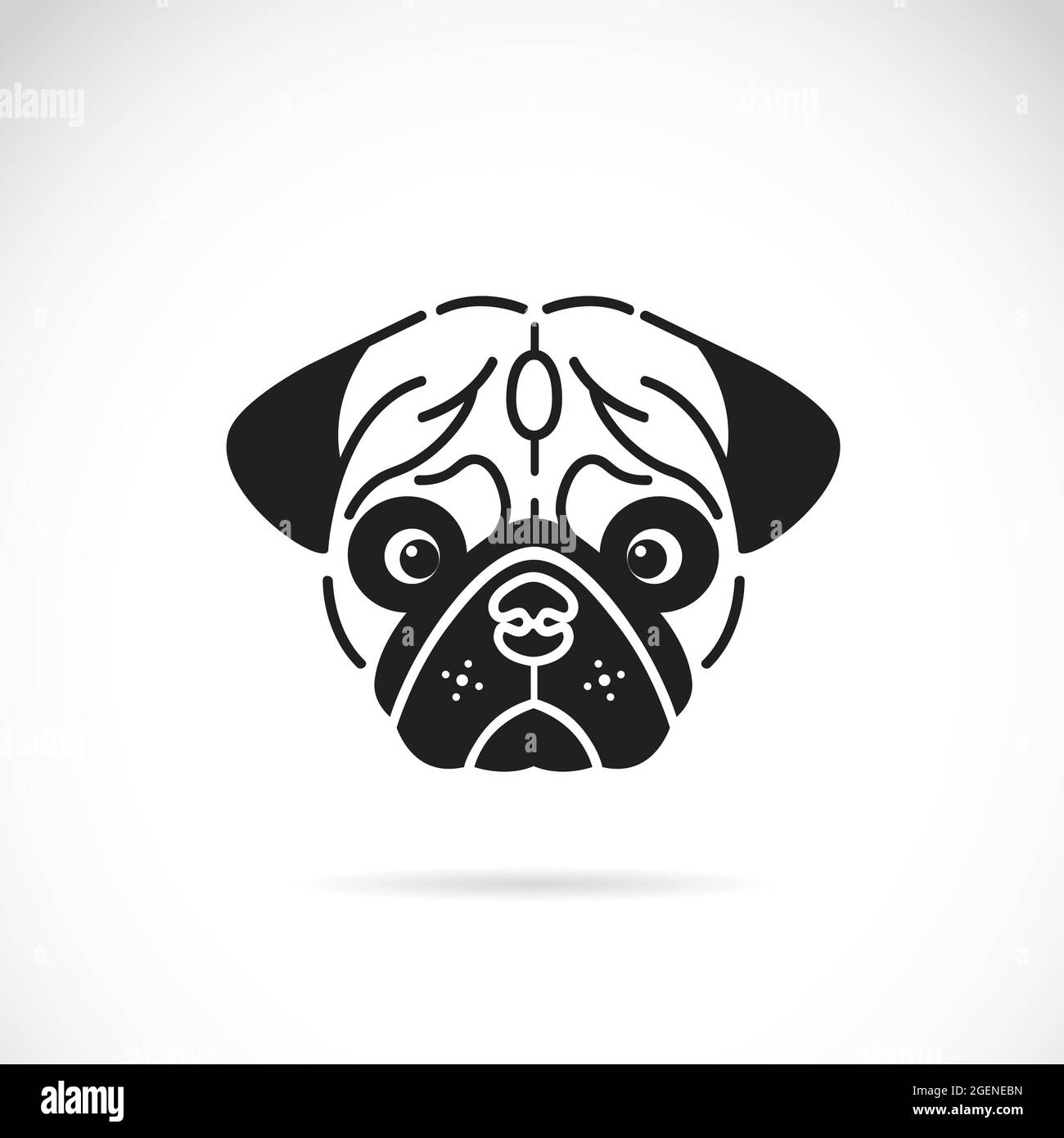 Vector image of pug's face on white background. Easy editable layered ...