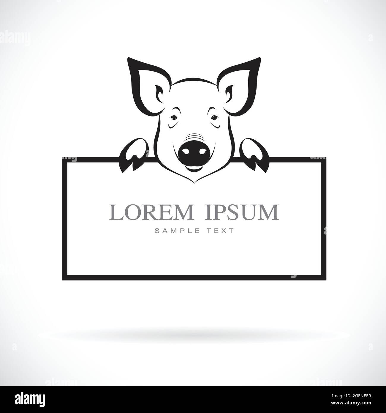 Vector of pig head with frame space for your text. Farm Animal. Easy ...