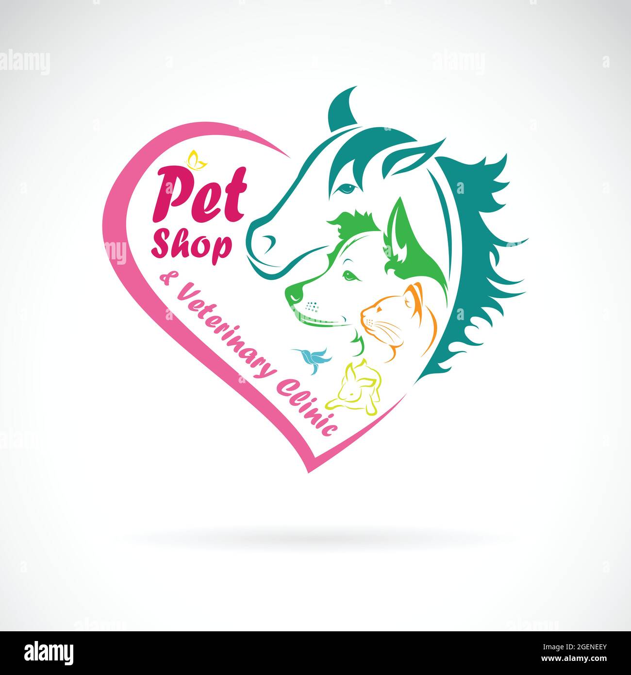 Vector of pet shop and veterinary clinic on a white background. Pet ...