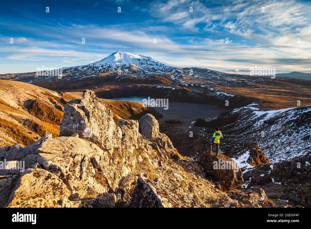 Overlooking Mount Ruapehu and the Lower Tama Lake. Tongariro National ...