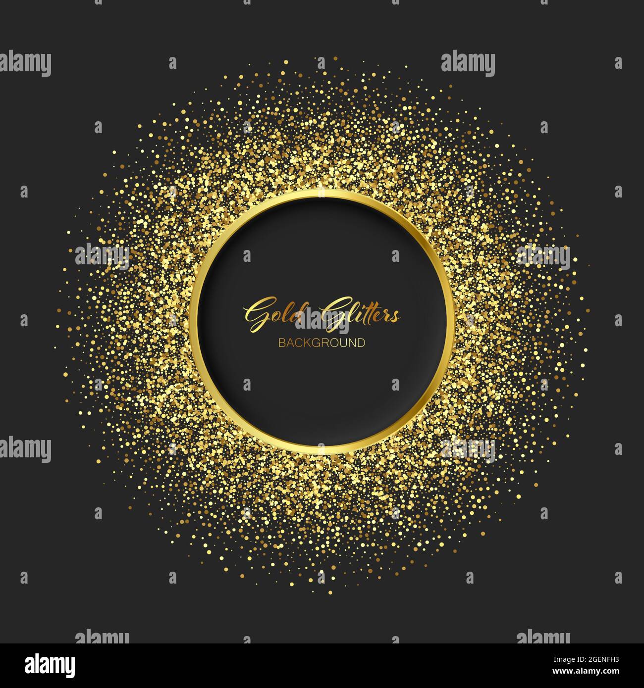 Sparkling golden glitter texture round frame. Shiny banner Stock Vector ...