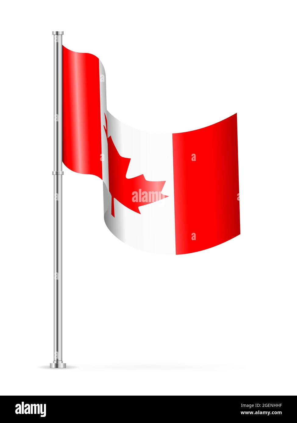 Wavy flag of Canada on a white background. Vector illustration Stock ...