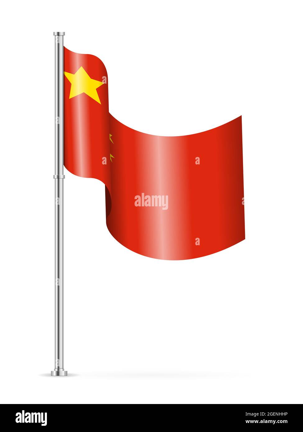 Wavy flag of China on a white background. Vector illustration Stock ...