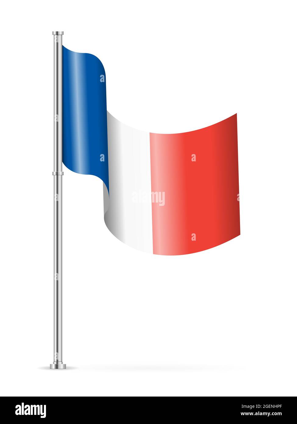 Wavy flag of France on a white background. Vector illustration Stock ...