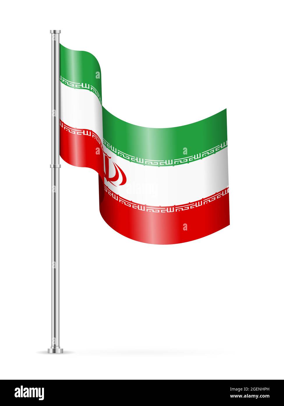 Wavy flag of Iran on a white background. Vector illustration Stock ...