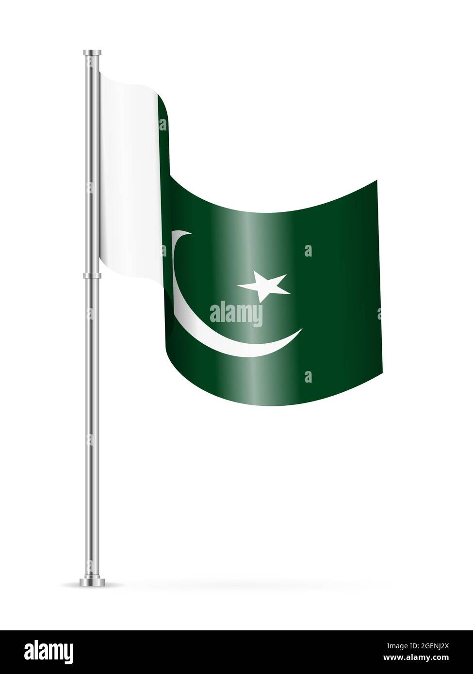Wavy flag of Pakistan on a white background. Vector illustration Stock ...