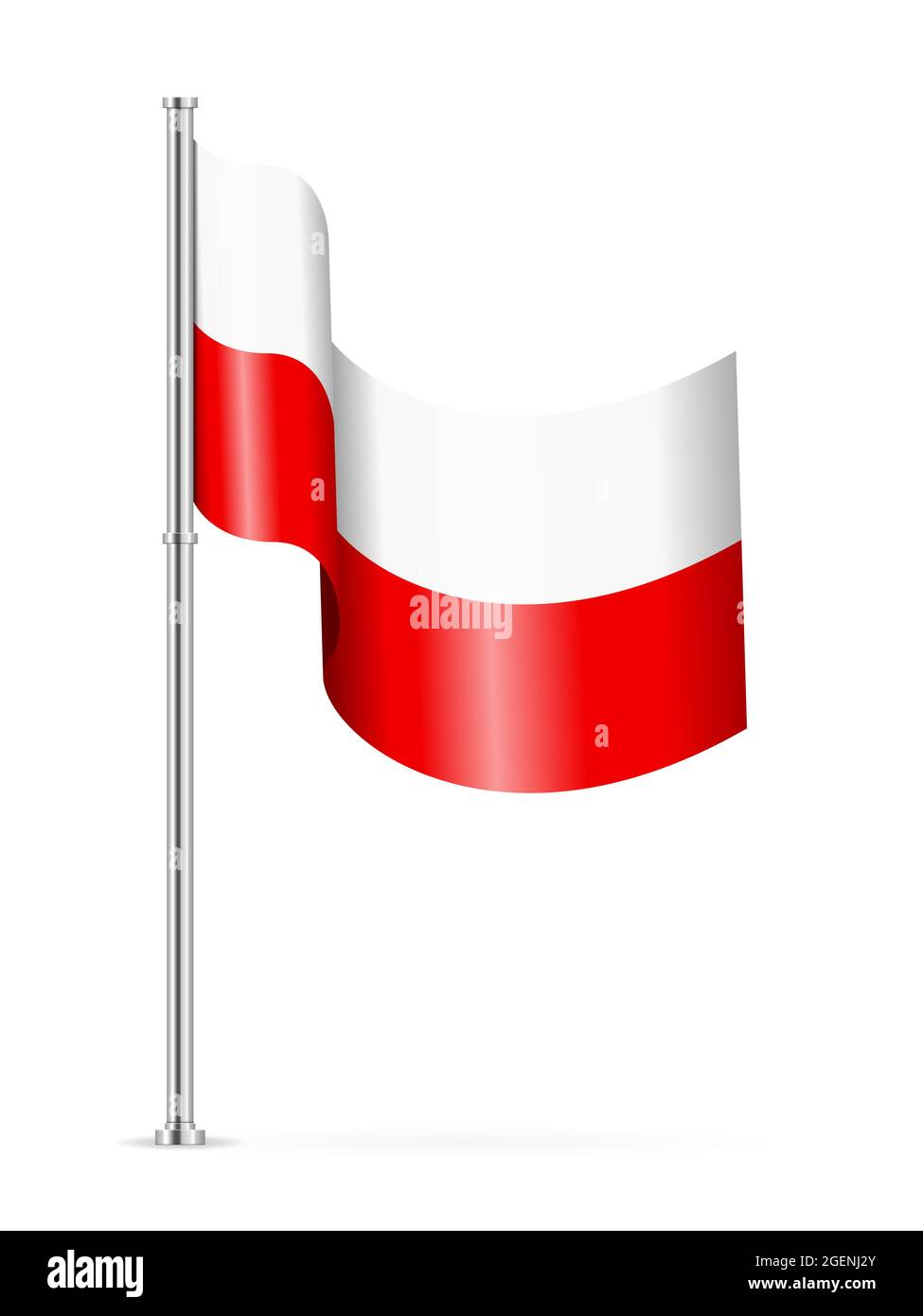 Wavy flag of Poland on a white background. Vector illustration Stock ...