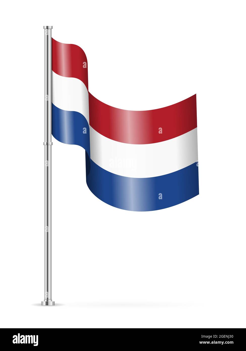 Wavy flag of Netherlands on a white background. Vector illustration ...