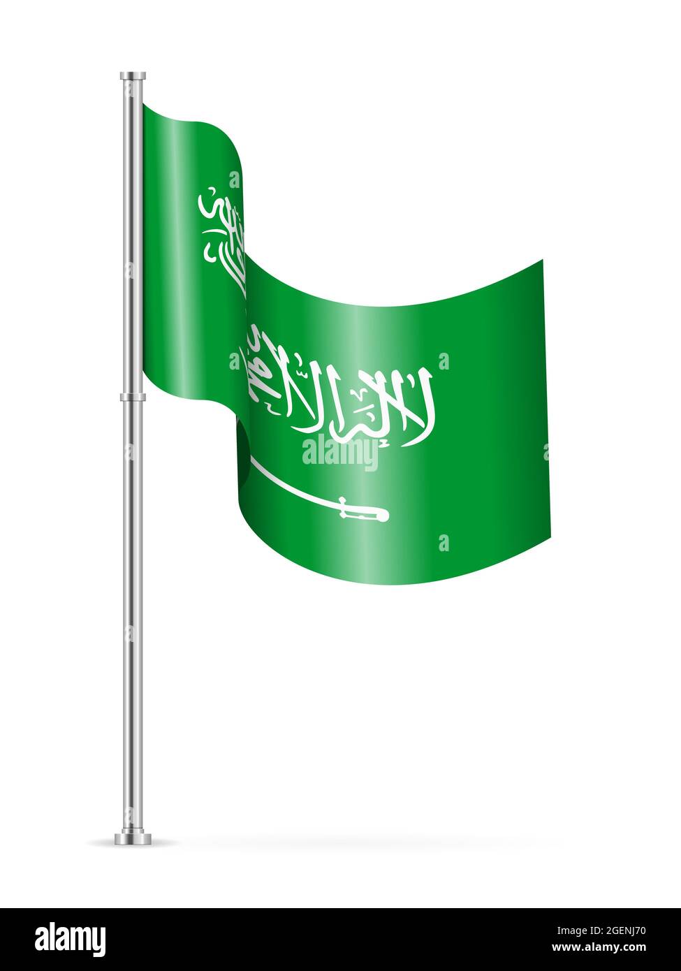 Wavy flag of Saudi Arabia on a white background. Vector illustration ...