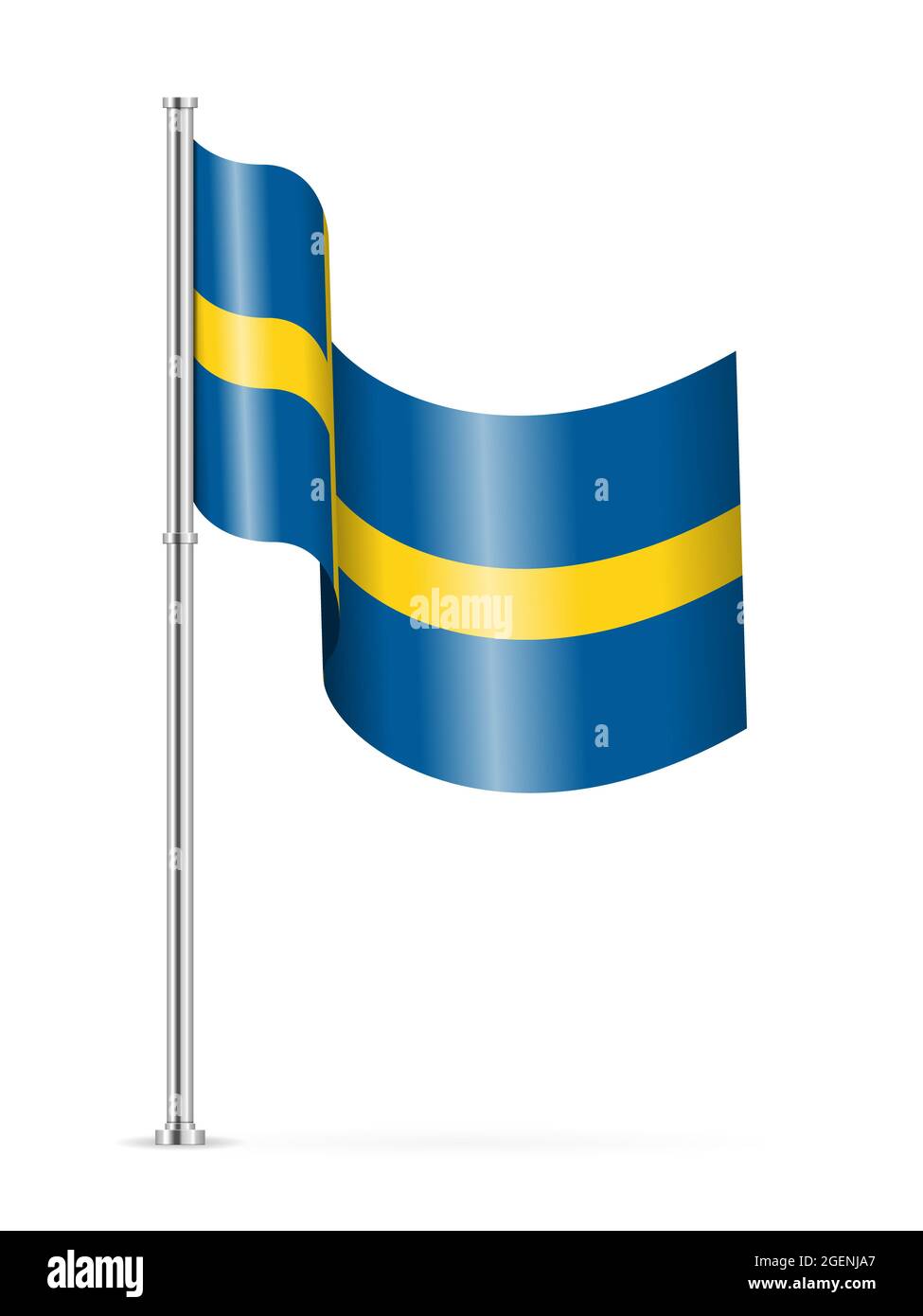 Wavy flag of Sweden on a white background. Vector illustration Stock ...
