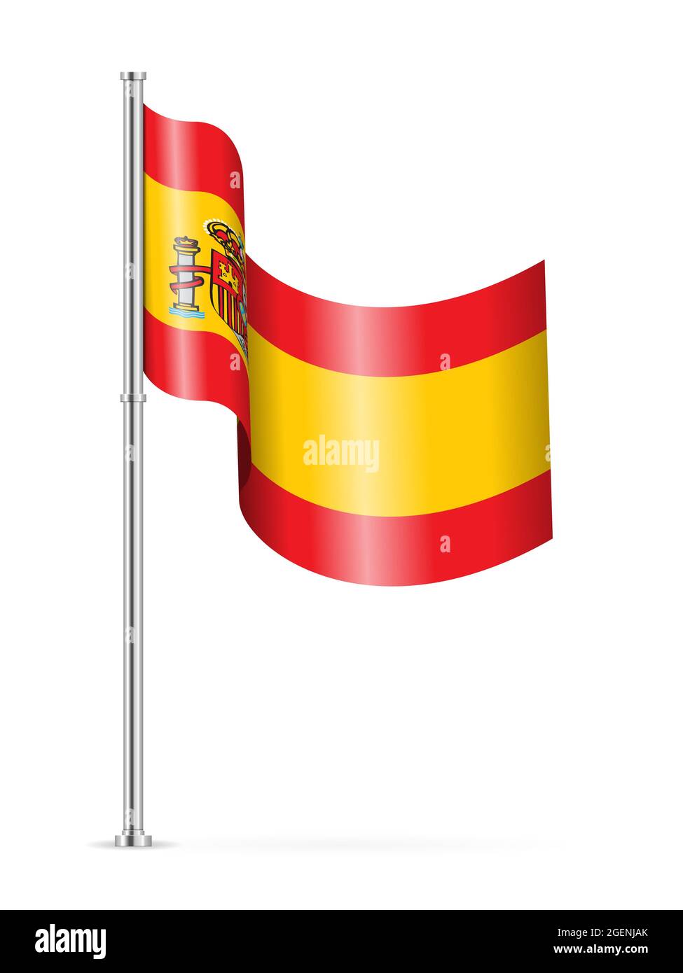 Wavy flag of Spain on a white background. Vector illustration Stock ...