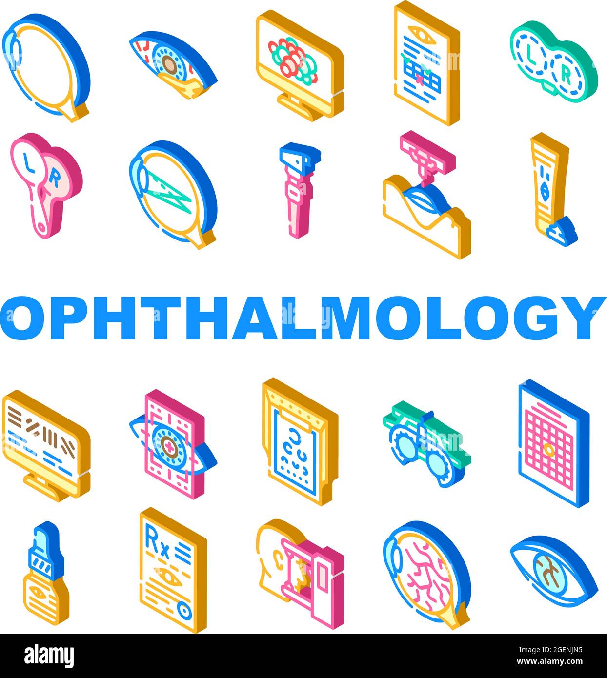 Ophthalmology Eye Disease Treat Icons Set Vector Stock Vector Image ...