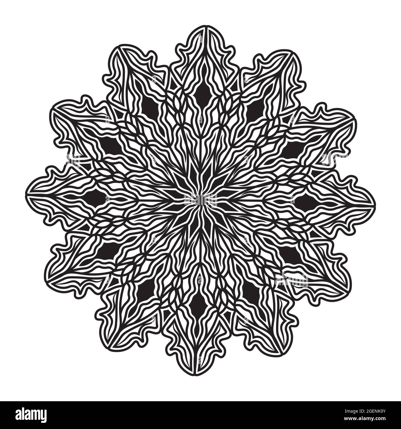 mandala black and white flourish ornamental repeat pattern design ...