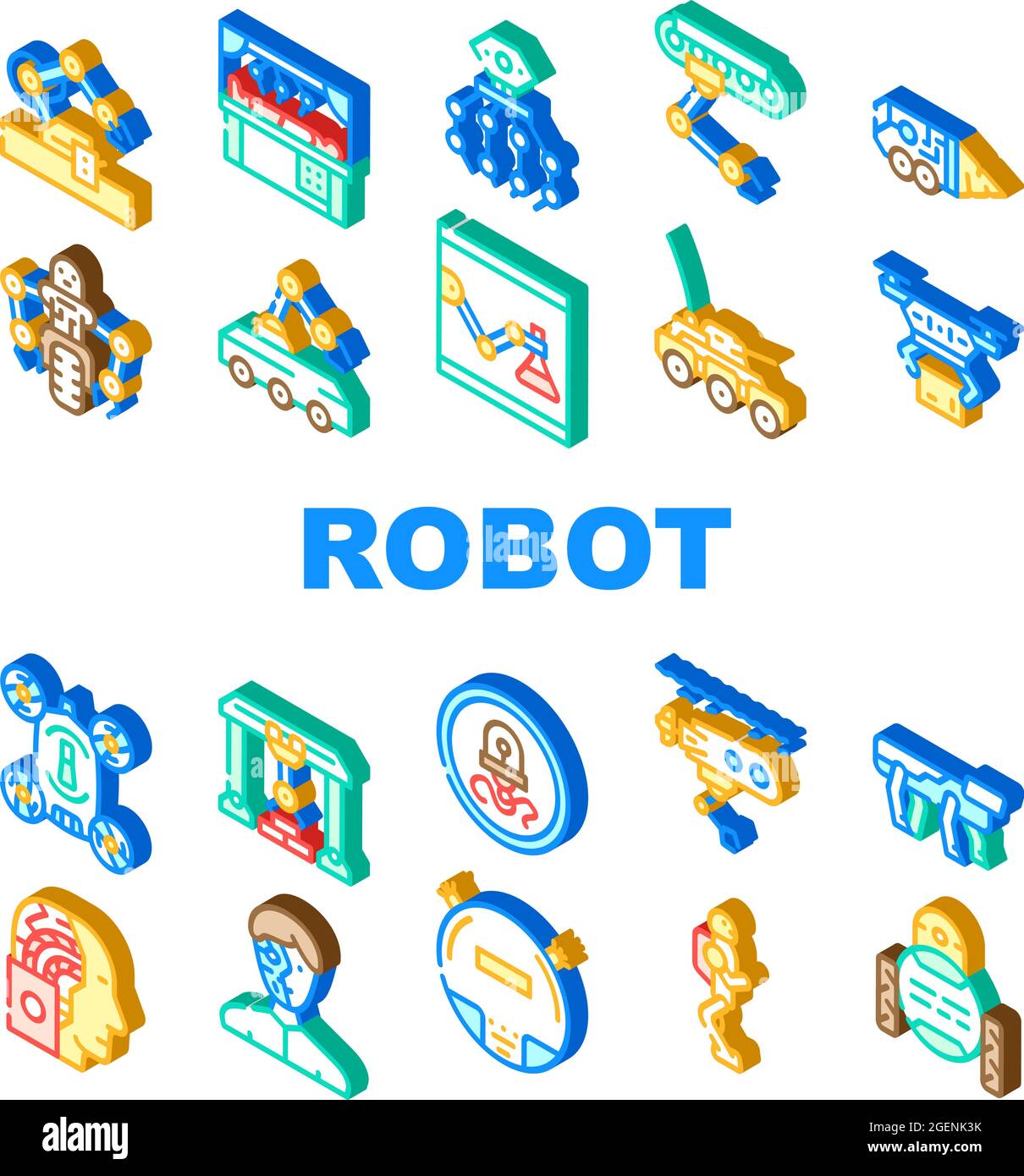 Robot Future Electronic Equipment Icons Set Vector Stock Vector Image ...