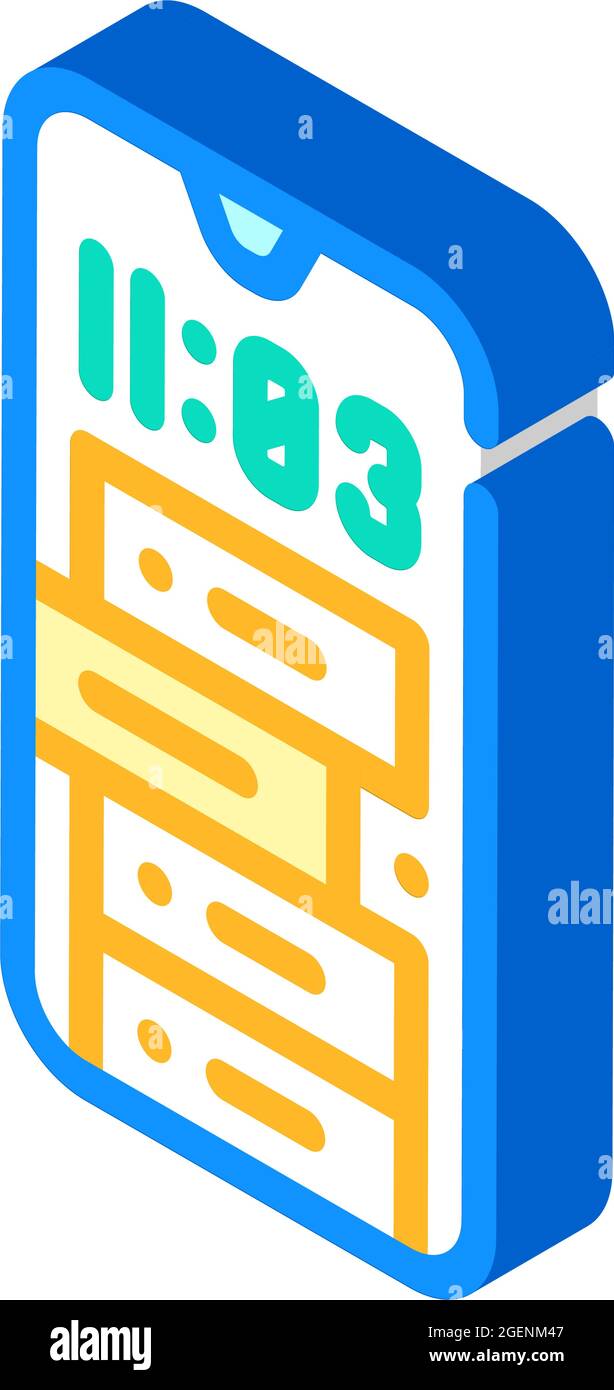 smartphone clock isometric icon vector illustration Stock Vector Image ...