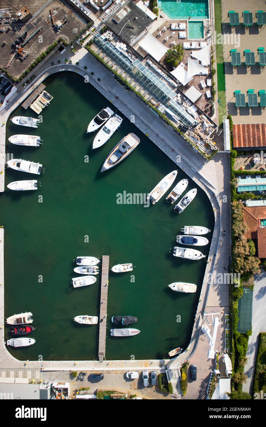 Aerial view of a small port for the storage of pleasure boats Stock ...