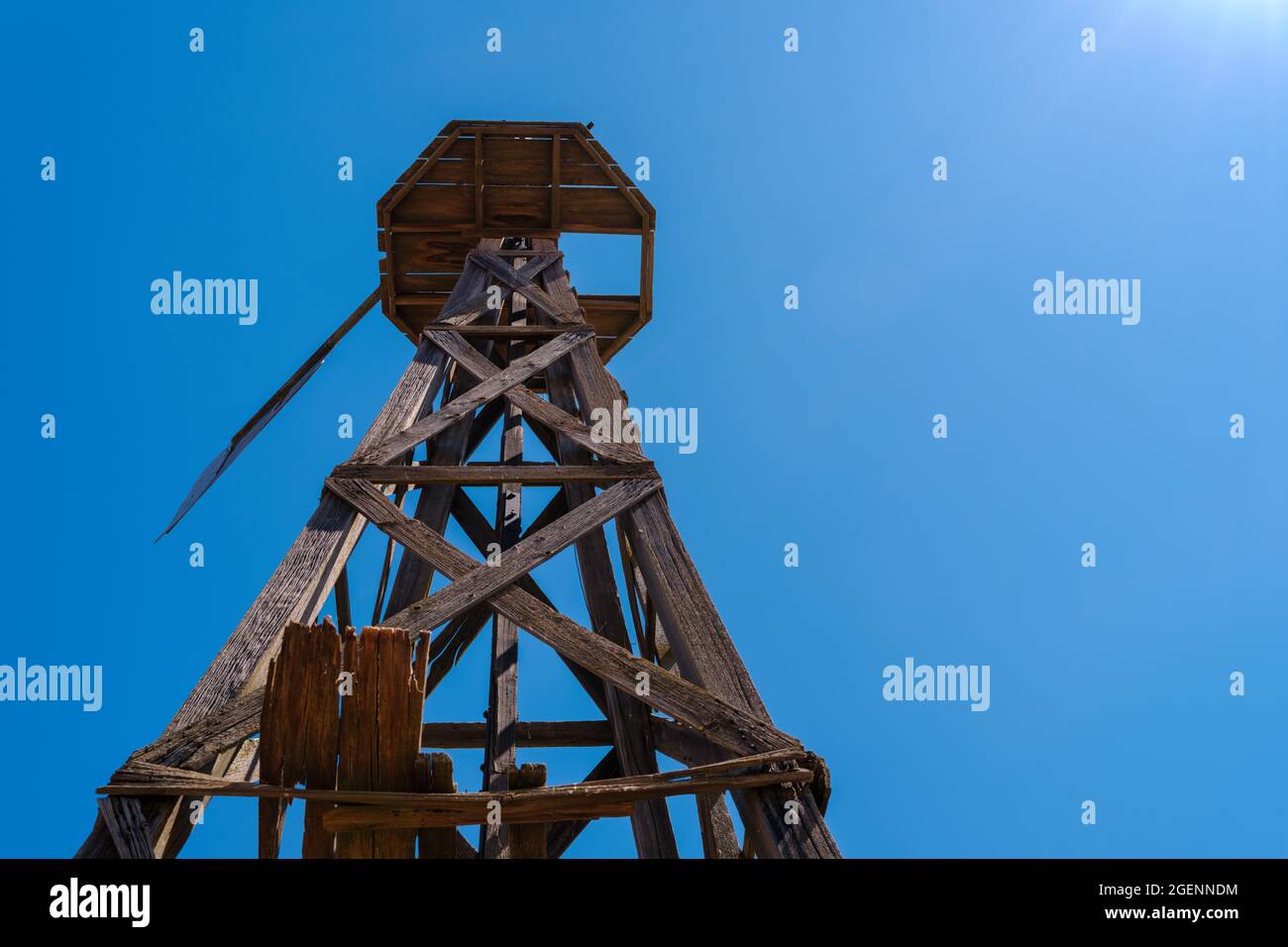 Upward view of an abandoned windmill near Lind in Washington, USA Stock ...