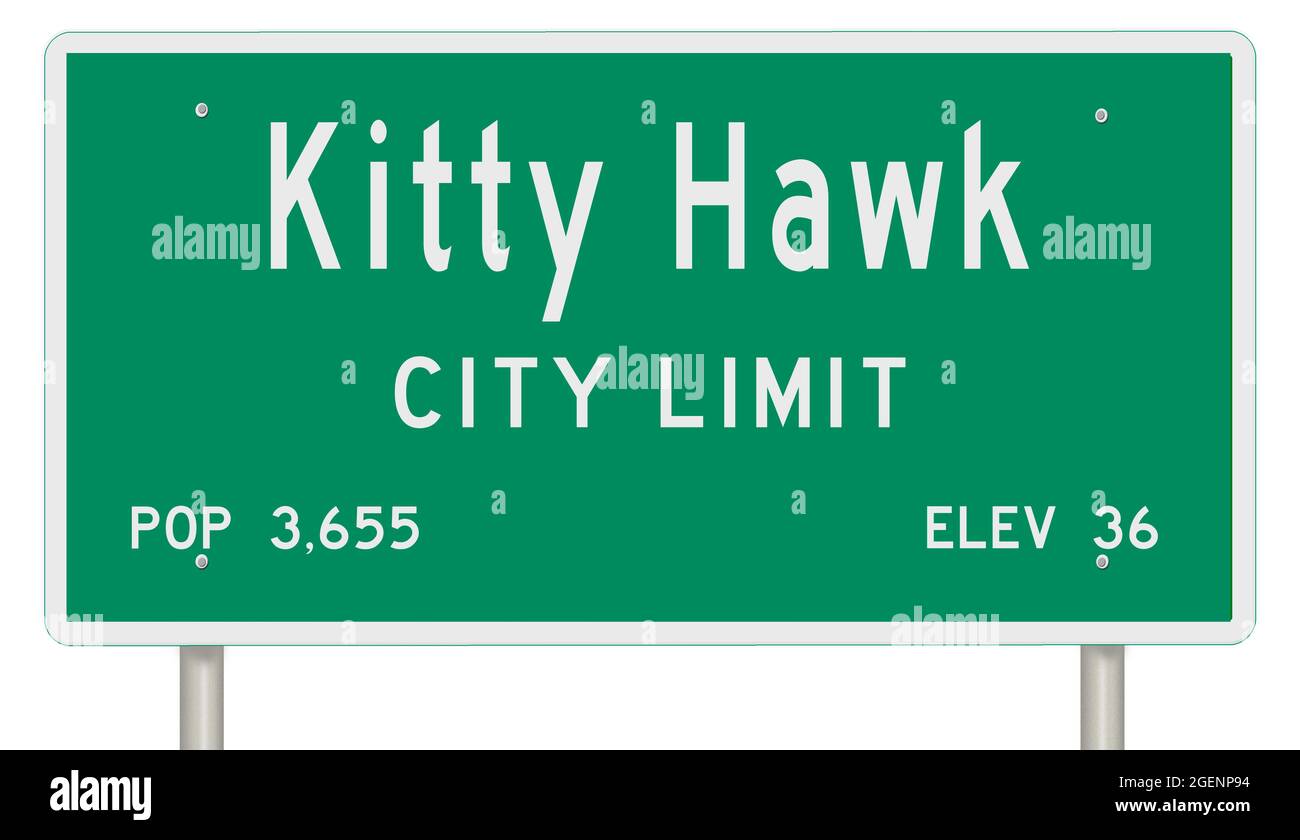 Rendering of a green North Carolina highway sign with city information ...