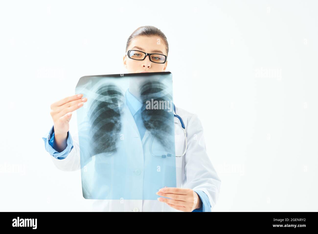 radiologist with x-ray health care isolated background Stock Photo - Alamy