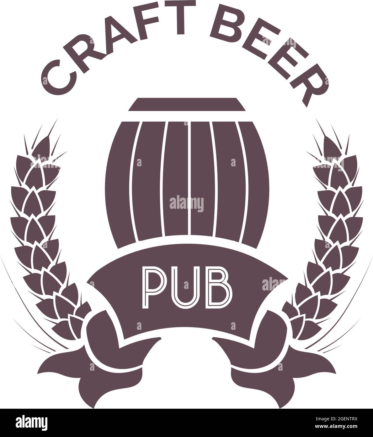 Craft beer silhouette label with barrel and wheat Stock Vector Image ...