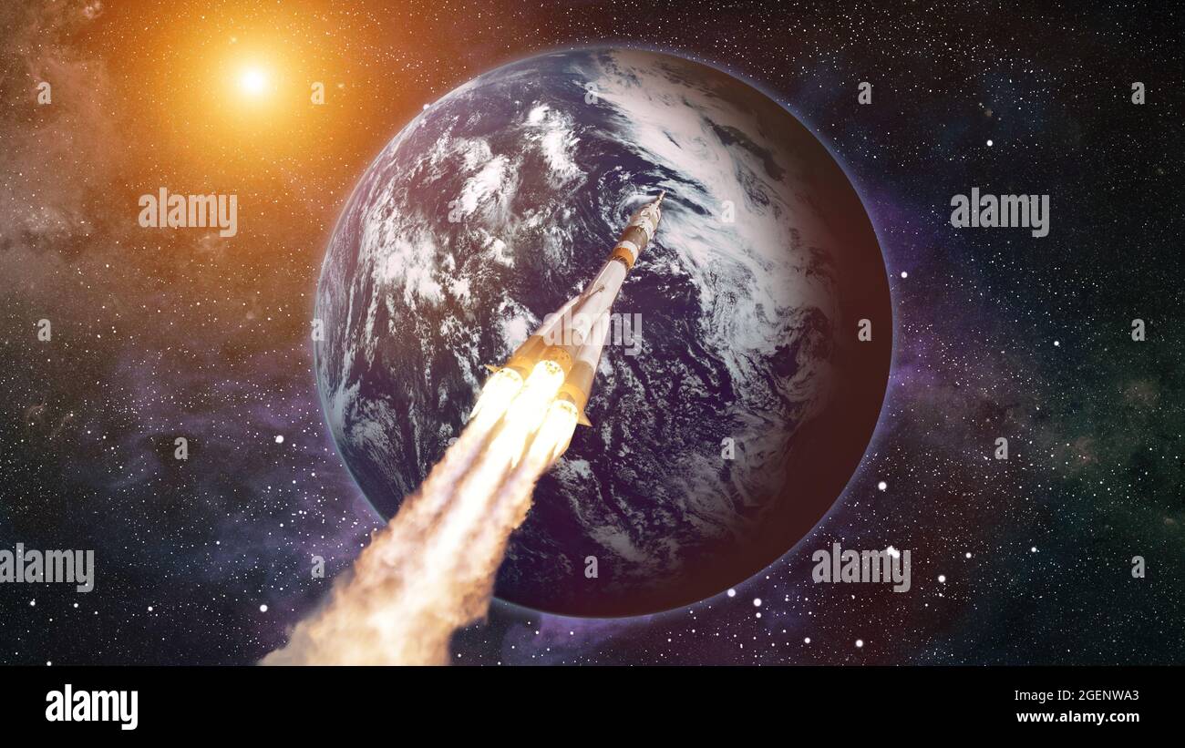 Space shuttle voyage through the galaxy and planets . Space shuttle ...
