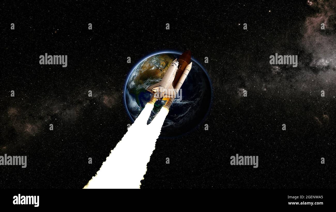 Space shuttle voyage through the galaxy and planets . Space shuttle ...