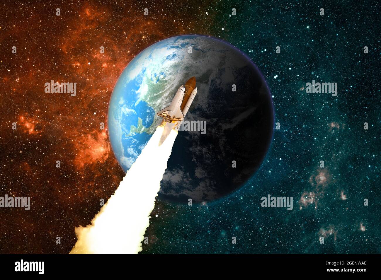 Space shuttle voyage through the galaxy and planets . Space shuttle ...