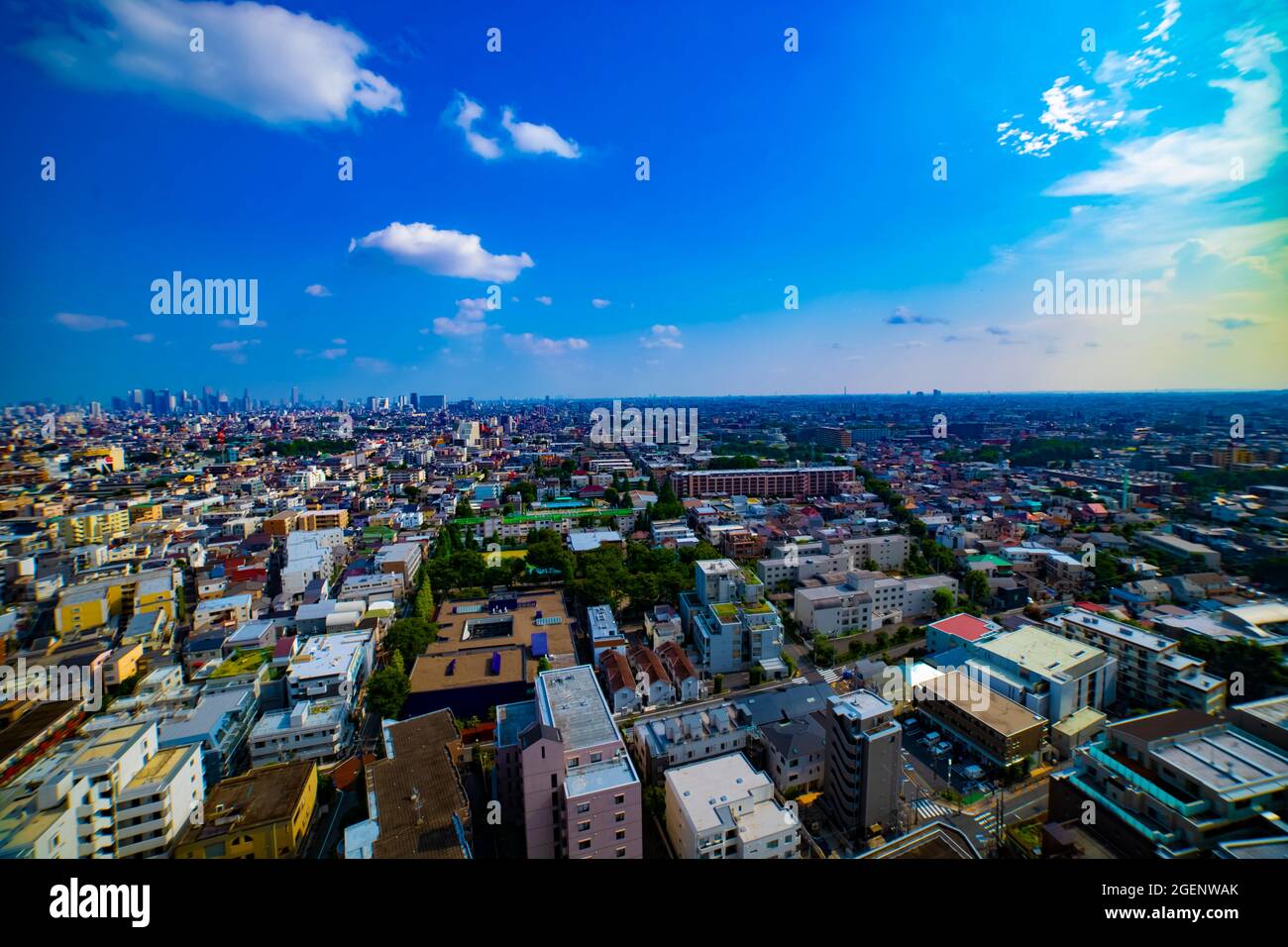 Panoramic view at the urban city in Nerima Tokyo daytime wide shot ...