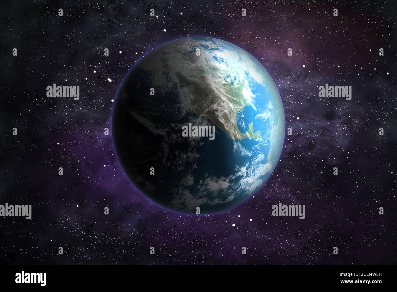Planet Earth view. The World Globe from Space in a star field showing ...