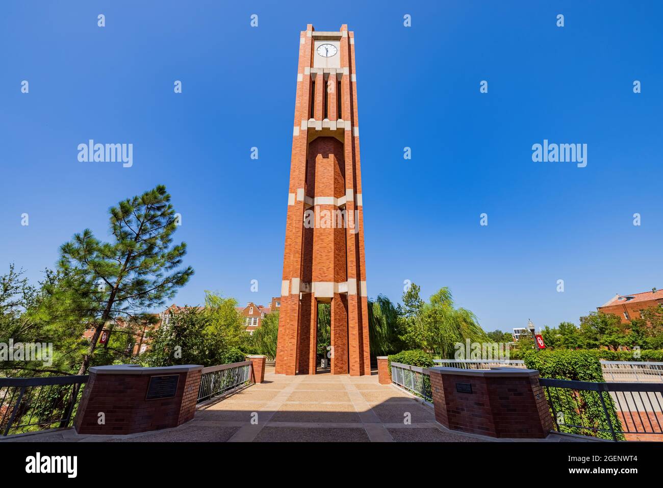 Sunny view of the clock tower of The University of Oklahoma at USA ...