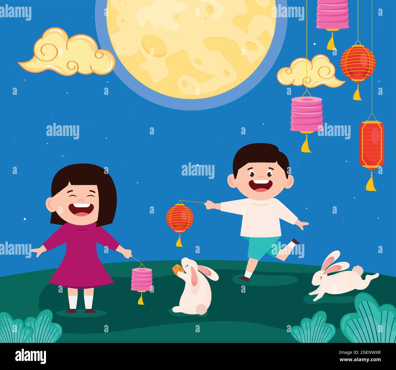 night mid autumn scene Stock Vector Image & Art - Alamy