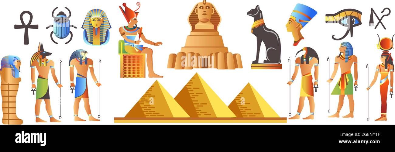 Ancient Egypt with landmarks and deities mythology Stock Vector Image ...