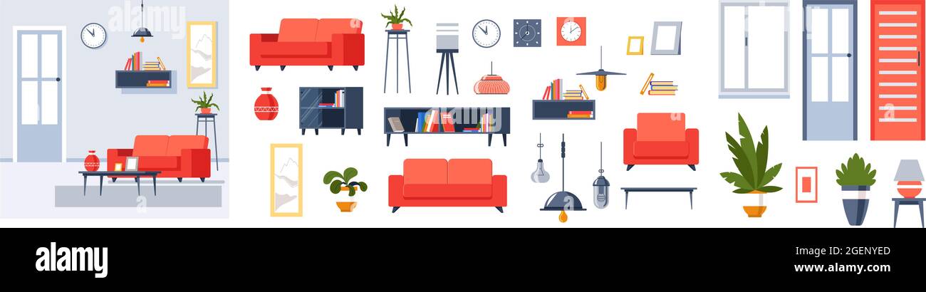 Modern interior design, contemporary house style Stock Vector Image ...