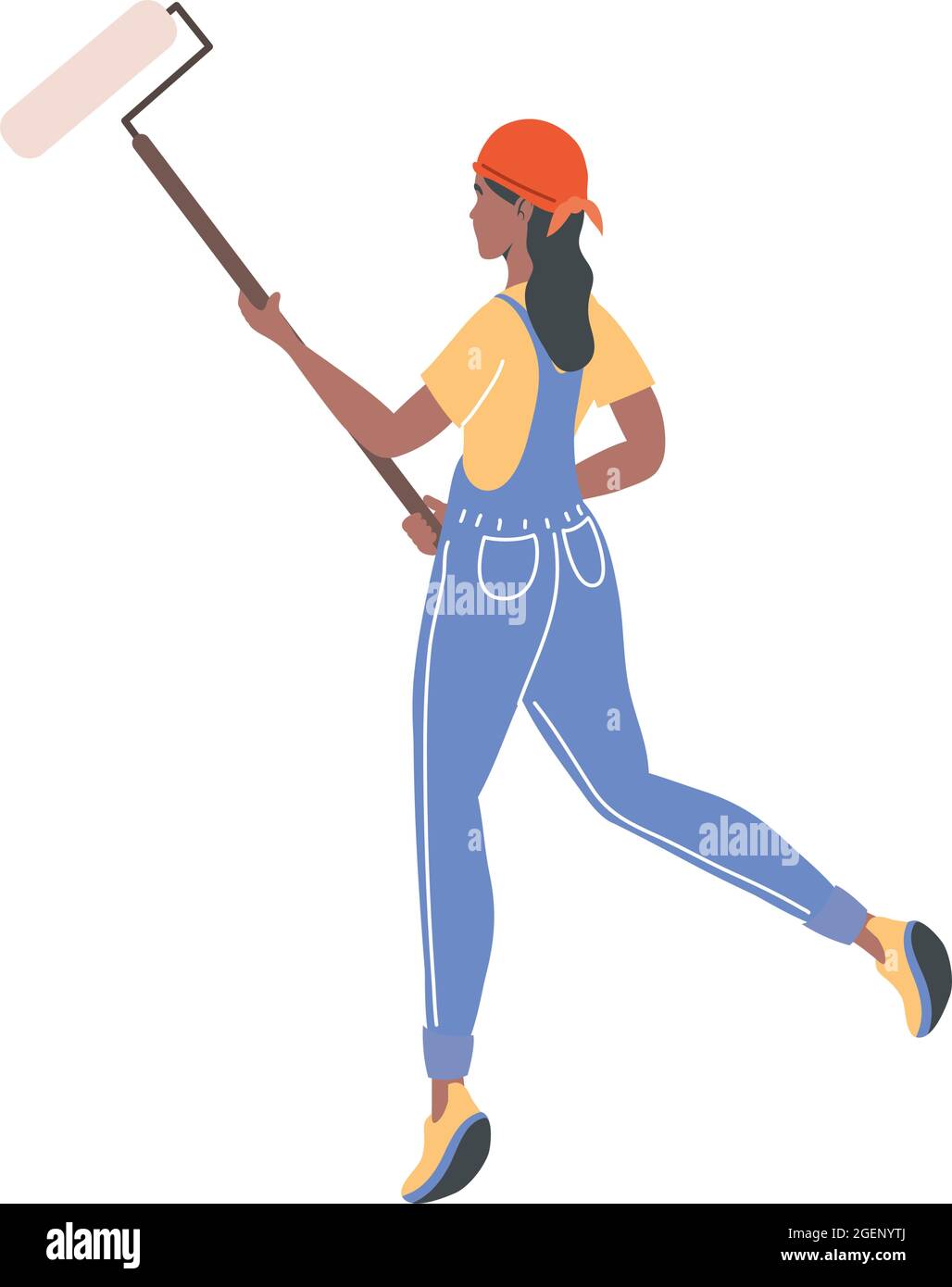 Painter woman painting room Stock Vector Images - Alamy