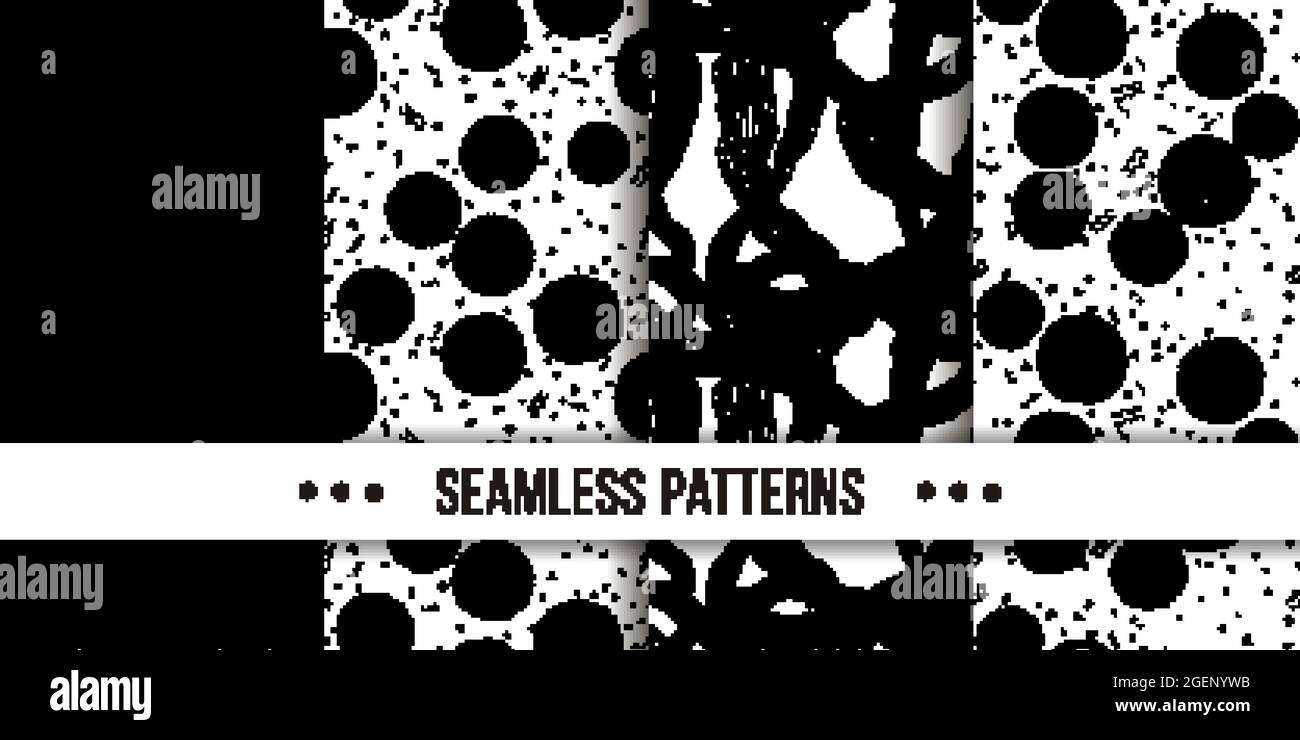 Set of samless ornate, doodle hand-drawn abstract patterns. Vector ...