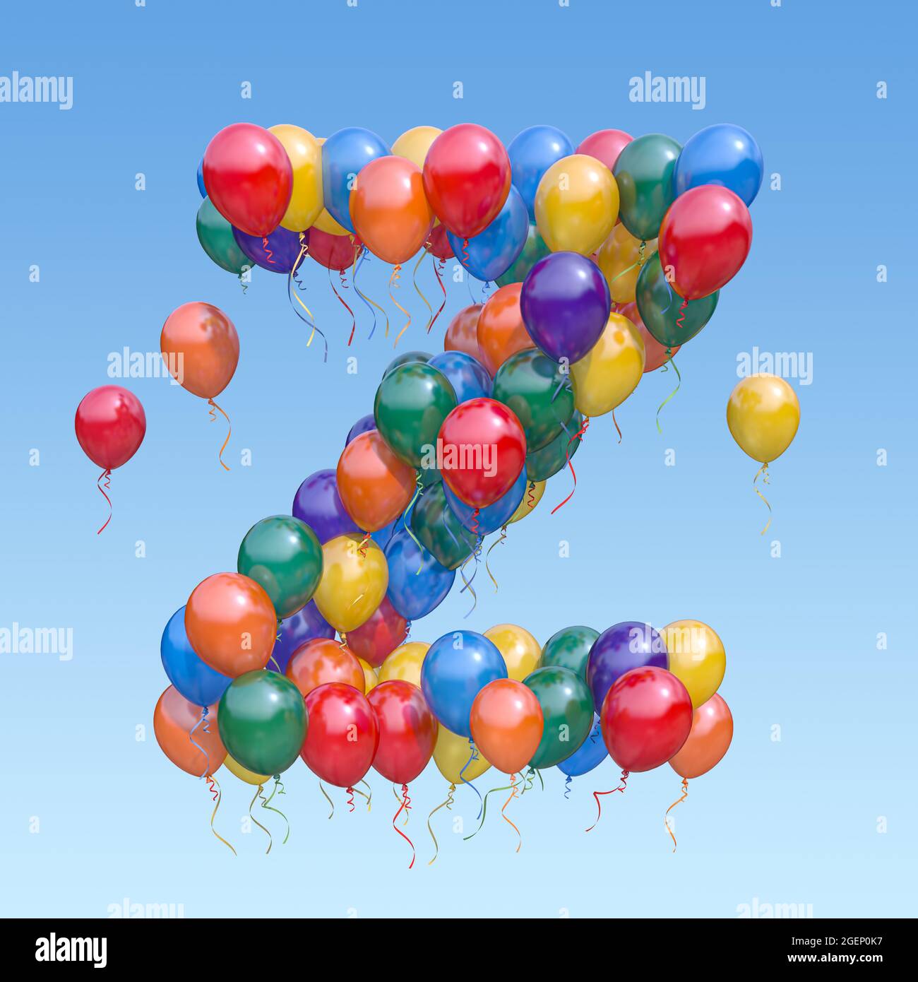 Letter Z from balloons in the sky. Text letter for holiday, birthday ...