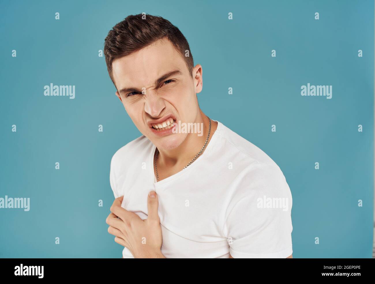 emotional man emotions anger discontent close-up Stock Photo - Alamy