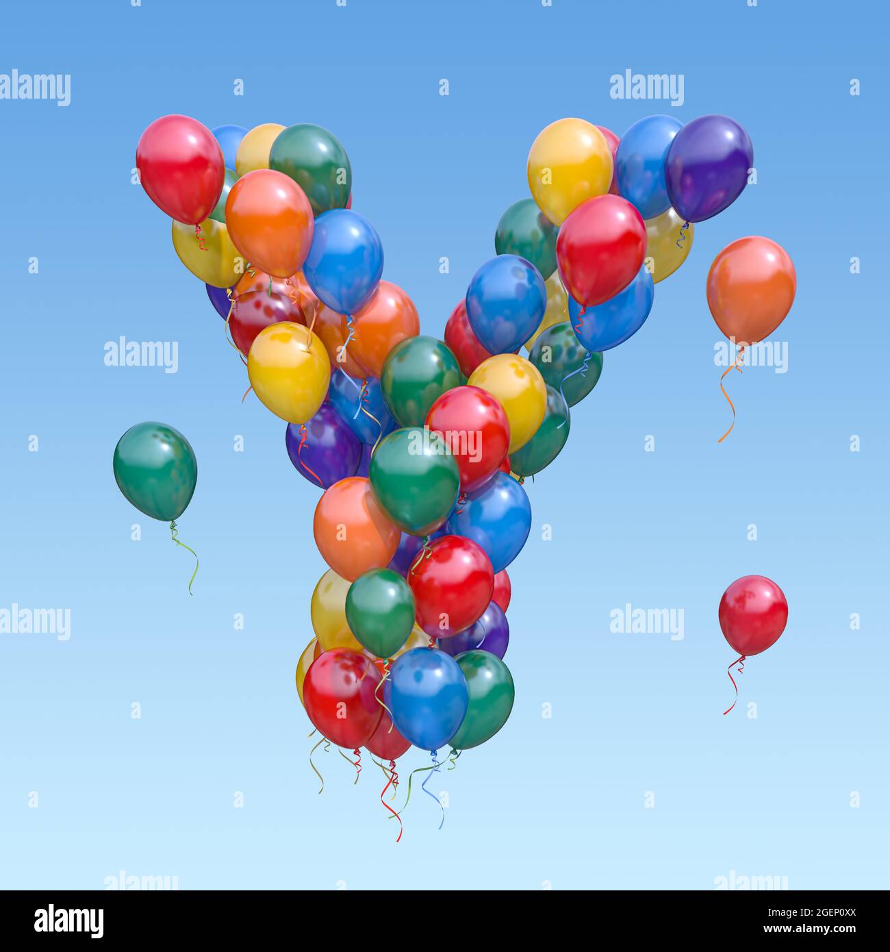 Letter Y from balloons in the sky. Text letter for holiday, birthday ...