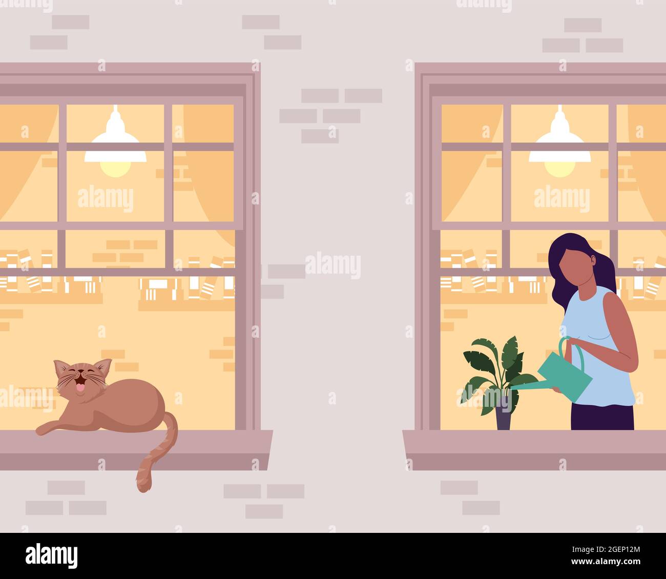 Group windows facade building Stock Vector Images - Alamy